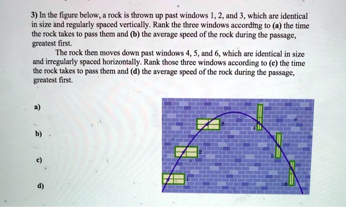 SOLVED: 3) In the figure below rock is thrown up past windows ], 2,and ...