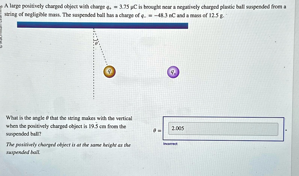 SOLVED: A large positively charged object with charge q(+)=3.75mu C is ...