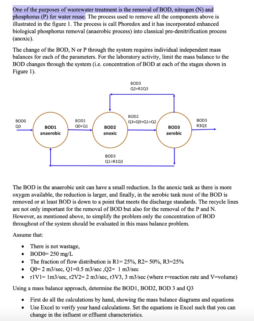 SOLVED: One of the purposes of wastewater treatment is the removal of ...