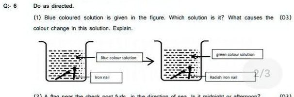 blue colored solution is given in the figure which solution is it what ...