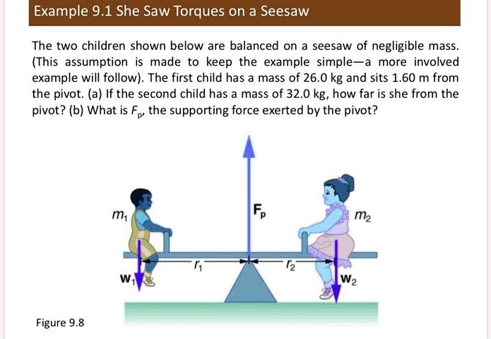 SOLVED: Example 9.1: She Saw Torques on a Seesaw The two children shown ...