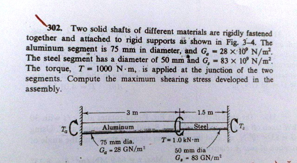302. Two solid shafts of different materials are rigidly fastened ...