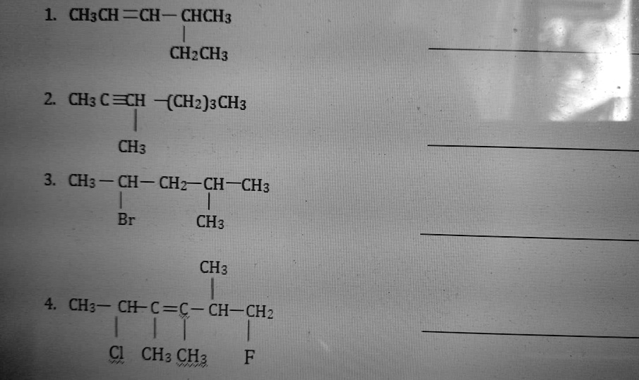 SOLVED: Give the names of the following compounds. 1. CH3CHCH-CHCH3 ...