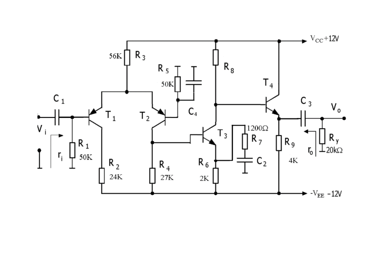 study the 3 stage bjt amplifier circuit below with vbe 06 v vt 25mv hoe ...