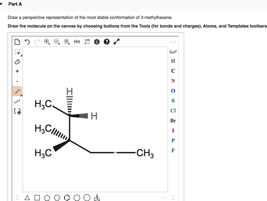 SOLVED: Part A Draw a perspective representation of the most stable conformation of 3 ...