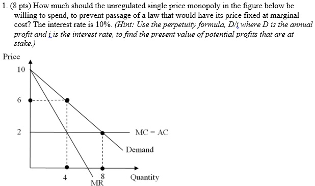 VIDEO solution: 1. (8 pts) How much should the unregulated single price ...