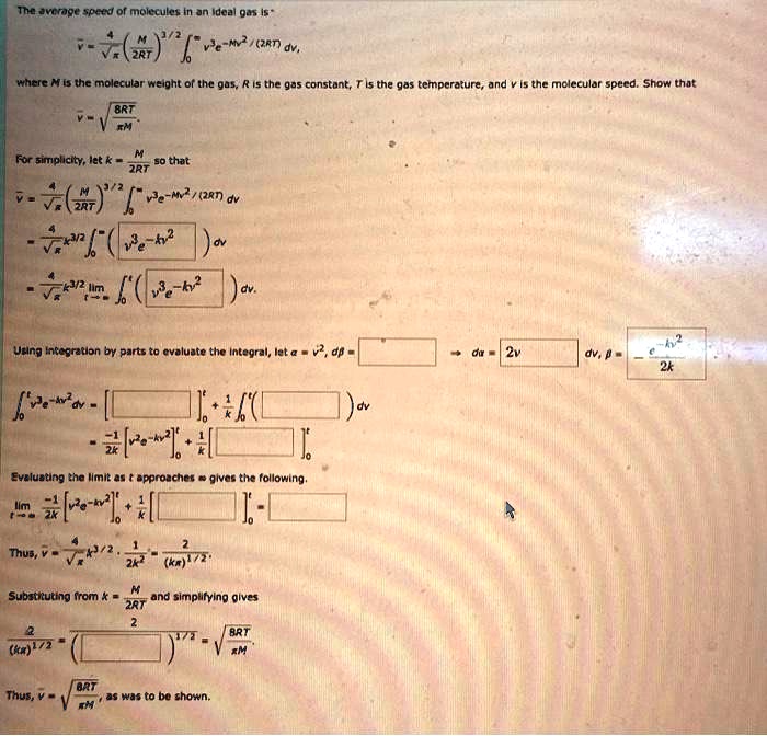 SOLVED: Texts: The average speed of molecules in an Ideal gas is given ...