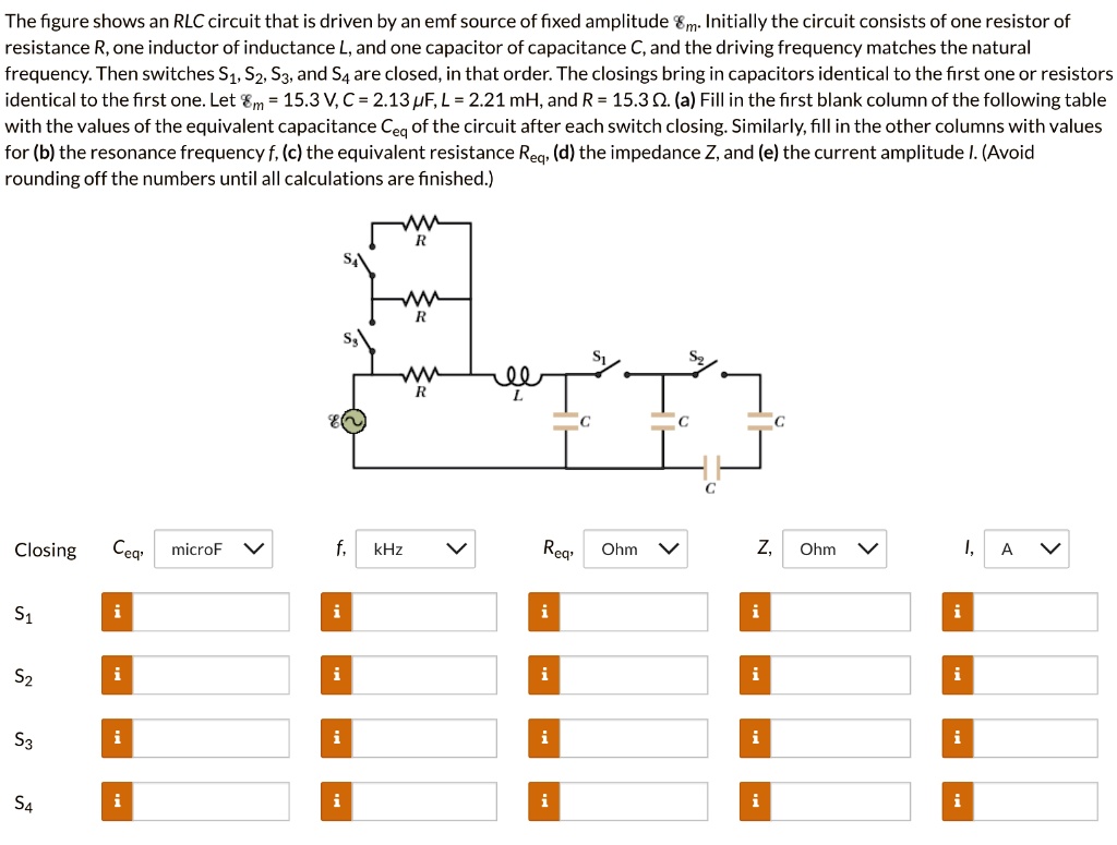 SOLVED: The figure shows an RLC circuit that is driven by an emf source ...