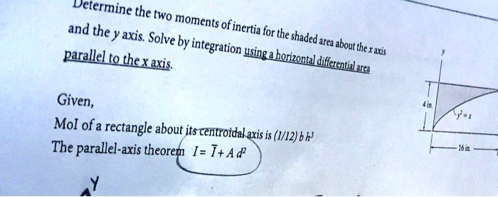 Determine the two moments of inertia for the shaded area about the x ...