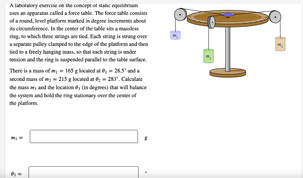 SOLVED: A laboratory exercise on the concept of static equilibrium uses ...