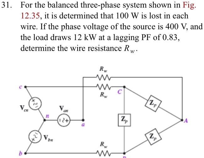 31. For the balanced three-phase system shown in Fig. 12.35, it is ...