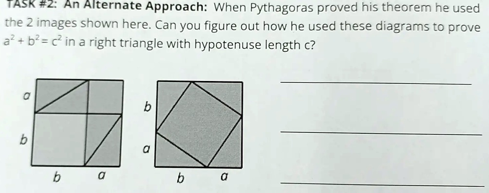Task #2: An Alternate Approach When Pythagoras proved his theorem, he ...