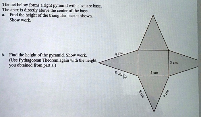 SOLVED: The net below forms right pyramid with square base. The apex IS ...