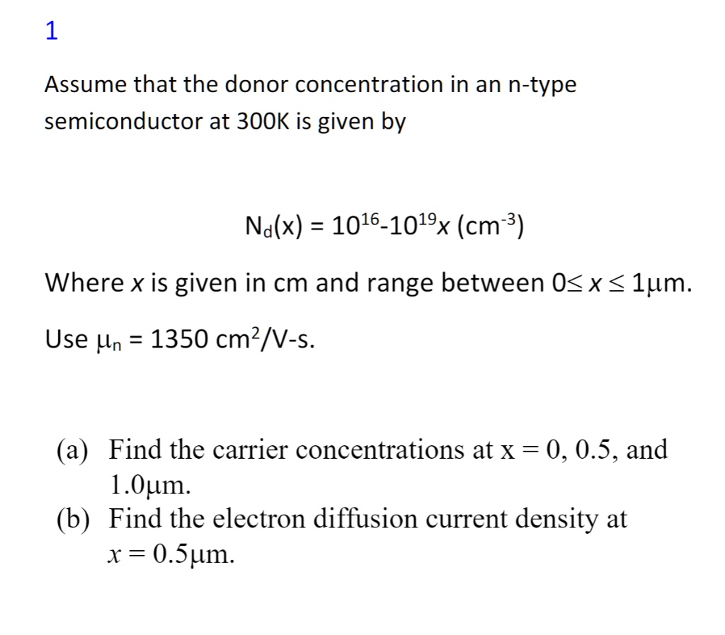SOLVED: Assume that the donor concentration in an n-type semiconductor ...