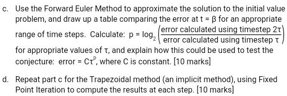 SOLVED: Use the Forward Euler Method to approximate the solution to the initial value problem ...