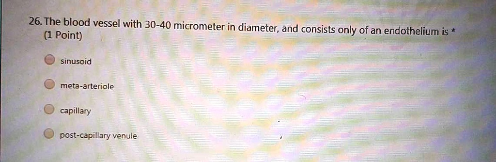 26. The blood vessel with 30-40 micrometer in diameter, and consists ...