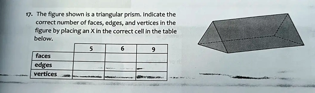 the figure shown is a triangular prism indicate the correct number of ...