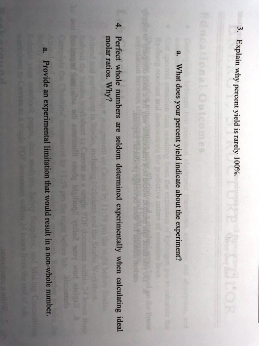 SOLVED: Percent yield calculations are seldom accurate due to ...