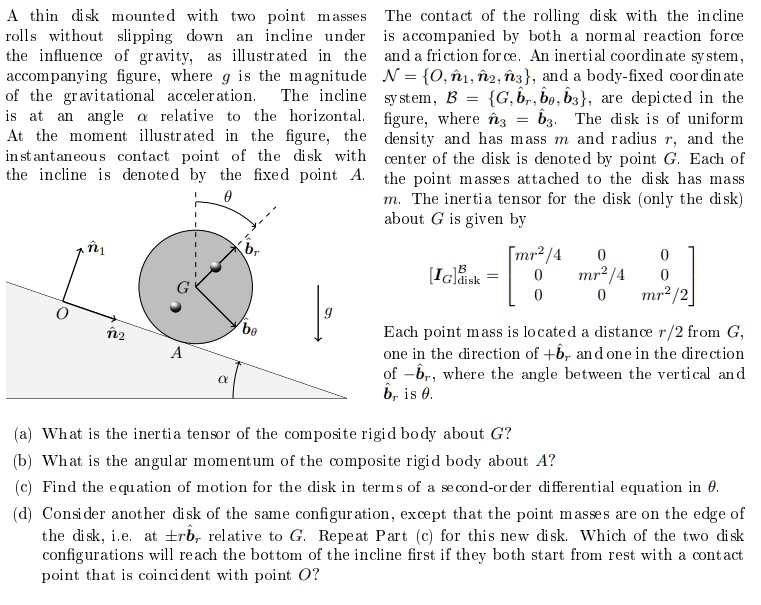 SOLVED: See image A thin disk mounted with two point masses The contact ...