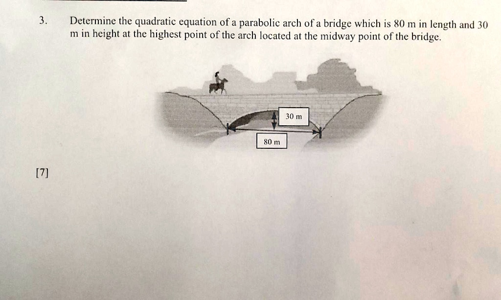 SOLVED: Determine the quadratic equation of a parabolic arch of a ...