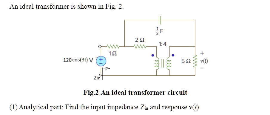 an ideal transformer is shown in fig 2 20 mmm 14 mmm 10 120 cos3t v 59 vt zin fig2 an ideal ...