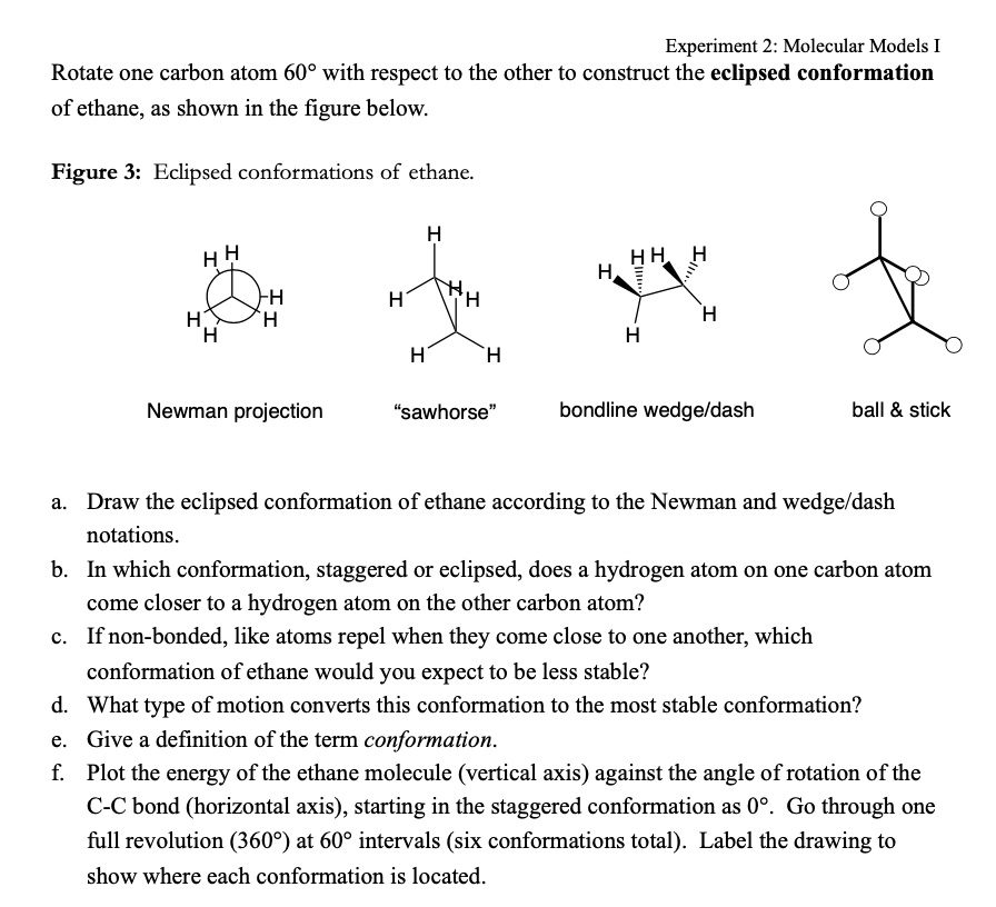 SOLVED: Experiment 2: Molecular Models Rotate one carbon atom 60Â° with ...