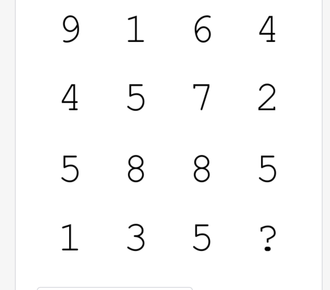 9 1 6 4 4 5 7 2 5 8 8 5 1 3 5