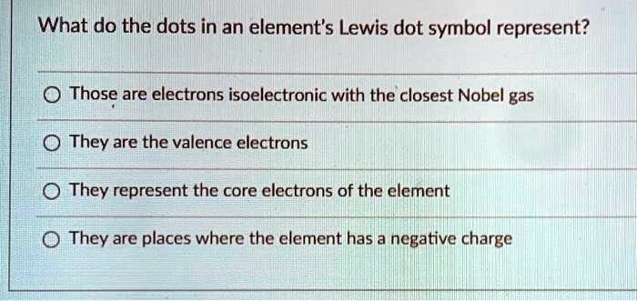 What do the dots in an elements lewis dot symbol represent...