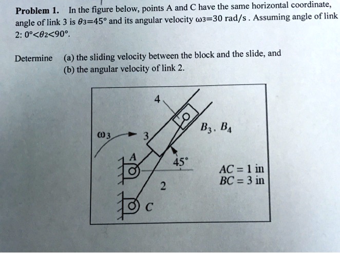 SOLVED: Kinematics Problem 1. In the figure below, points A and C have the same horizontal ...