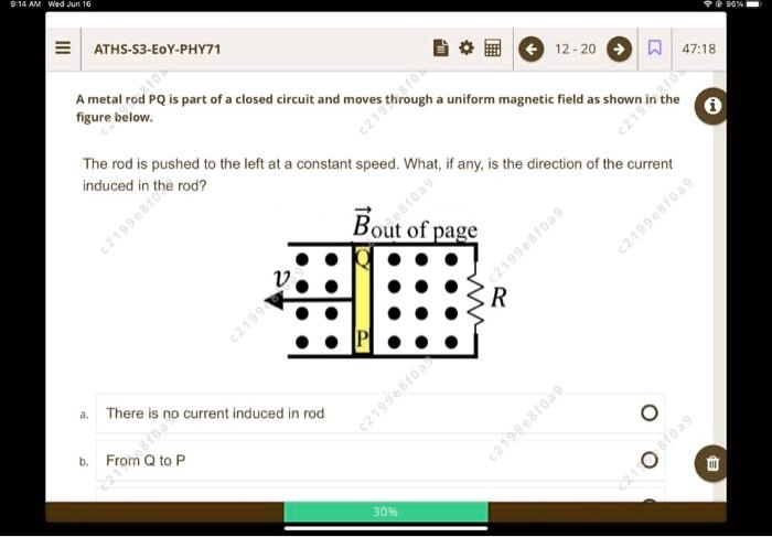 SOLVED: ATHS-53-Eoy-PHY71 12 - 20 47.18 merzi rod PQ is part of closed ...