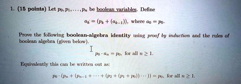 SOLVED: (16 points) Let p0, PL, Pn be booleanvariables: Define O4 (pk ...