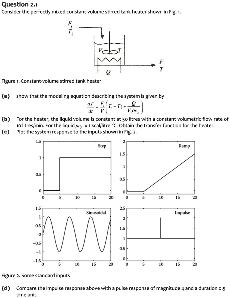 SOLVED: Question 2.1 Consider the perfectly mixed constant-volume stirred-tank heater shown in ...