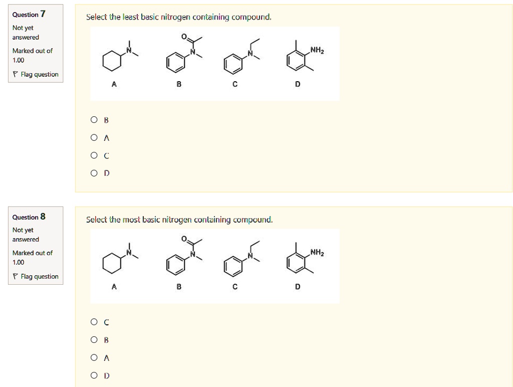 Question 7 Not yet swered Marked out of 1.00 Flag question Select the ...