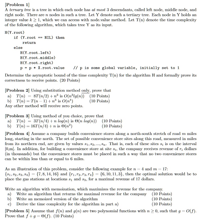 problem 1 a ternary tree is tree in which each node has at most 3 ...
