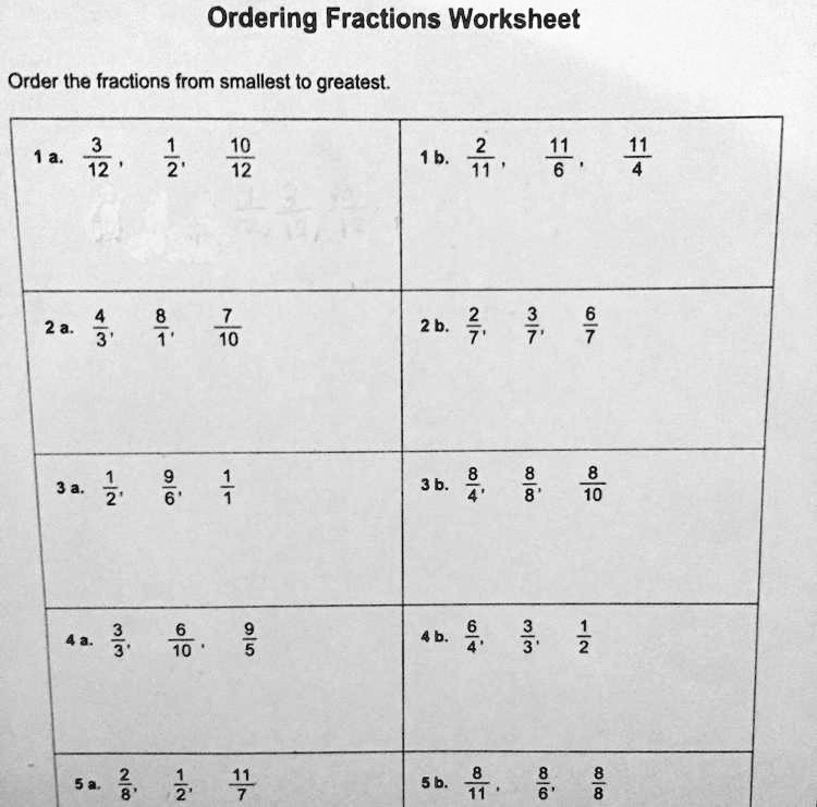 Least To Greatest Fractions Worksheet