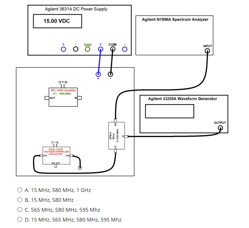 SOLVED: Refer to the figure below. The VCO is tuned to 580 MHz and the ...