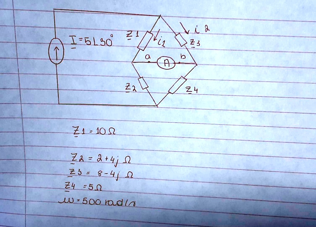 SOLVED: Given is an unbalanced AC bridge with a current source and ammeter (current meter). a ...