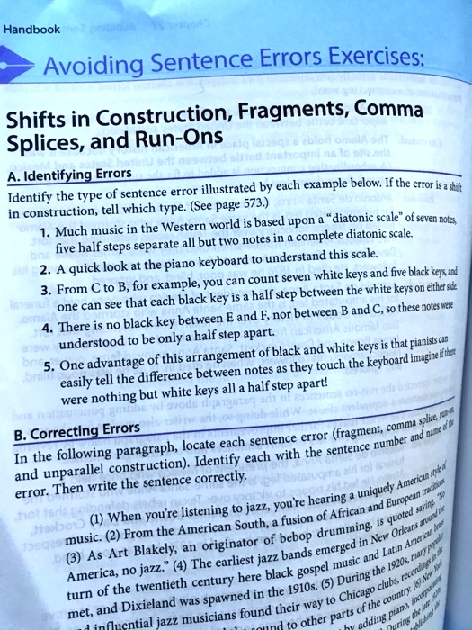 SOLVED: Handbook Avoiding Sentence Errors Exercises: Shifts in ...