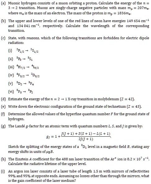 SOLVED: @) Muonic hydrogen consists of a muon orbiting a proton ...