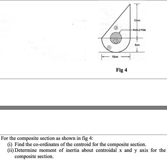 For the composite section as shown in fig 4: (i) Find the co-ordinates ...