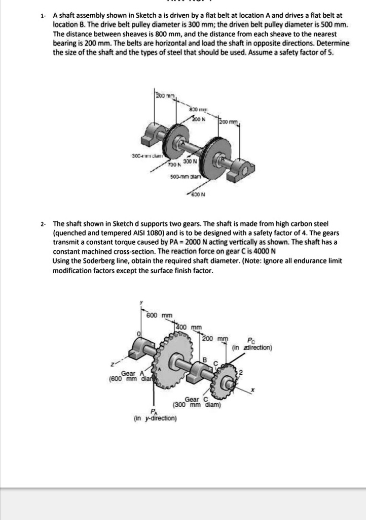 1- A shaft assembly shown in Sketch a is driven by a flat belt at ...