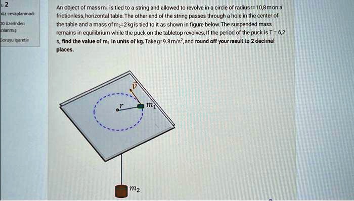 SOLVED: 2 Oz.cevaplanmadi An object of mass m is tied to a string and allowed to revolve in a ...
