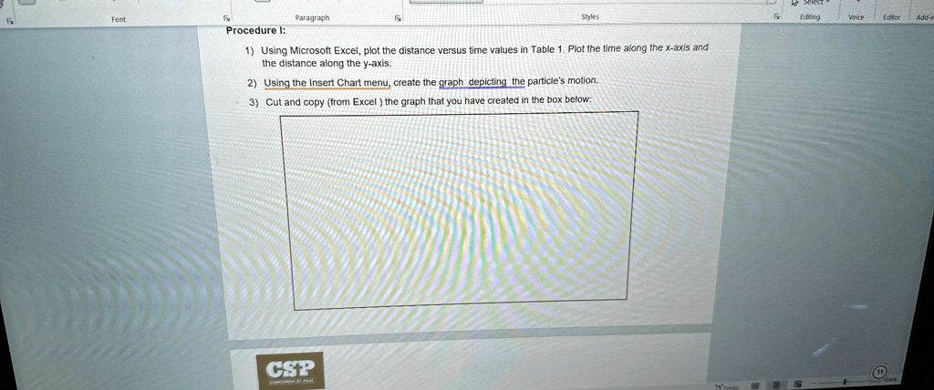 SOLVED: Procedure I: Using Microsoft Excel, plot the distance versus ...