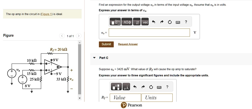 SOLVED: Find an expression for the output voltage in terms of the input ...