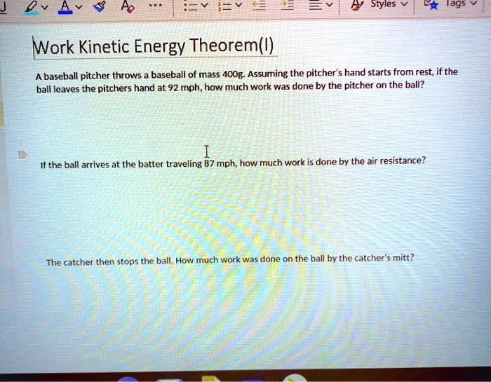 SOLVED: D Av 6 Fo A Styles 47 sbe | ( Work Kinetic Energy Theorem(U) A ...