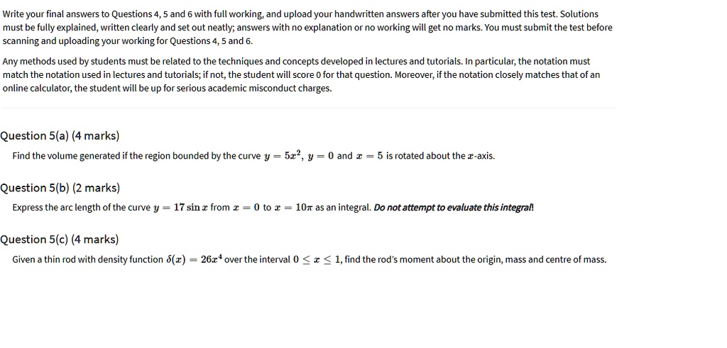 write your final answers to questions and with full working and upload ...