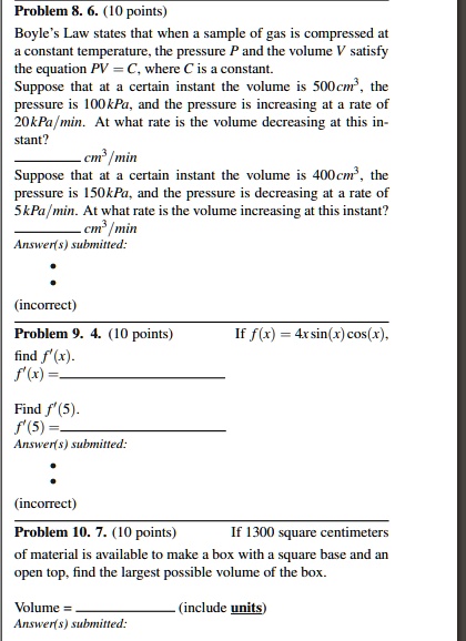 SOLVED:Problem &. (10 points) Boyle' Law states that when sample of gas ...