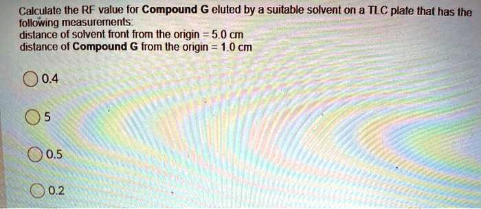 SOLVED: Calculale the RF value for Compound G eluted by a suitable ...