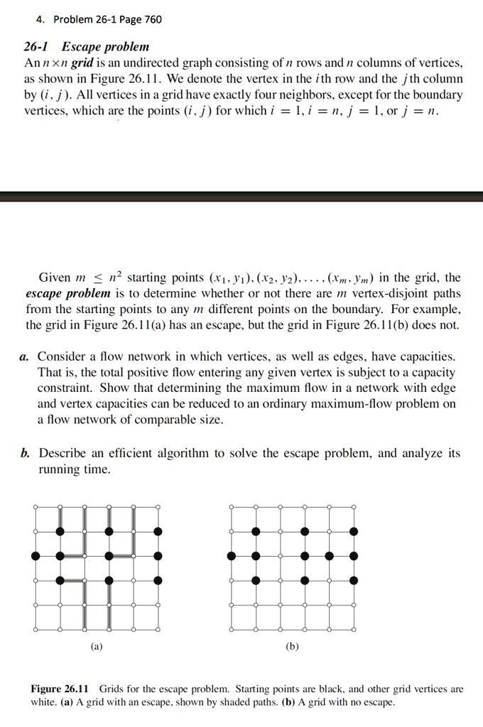 4. Problem 26-1 Page 760 26-1 Escape problem An n × n grid is an undirected graph consisting of ...