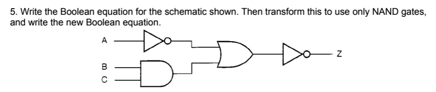 SOLVED: Write the Boolean equation for the schematic shown. Then ...